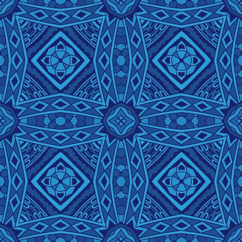 Premium Vector Blue Geometric Abstract Seamless Pattern Classic Background Vector Illustration