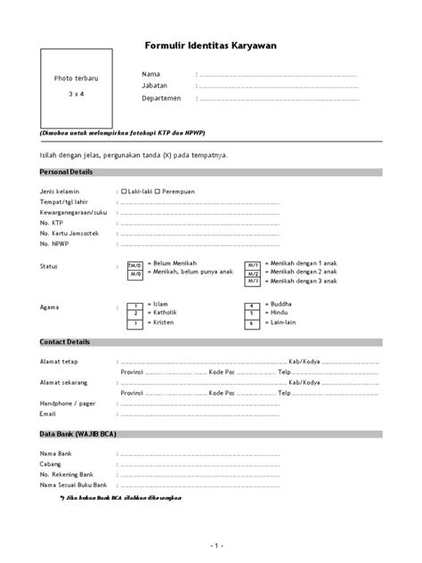 Form Data Isian Karyawan Pdf