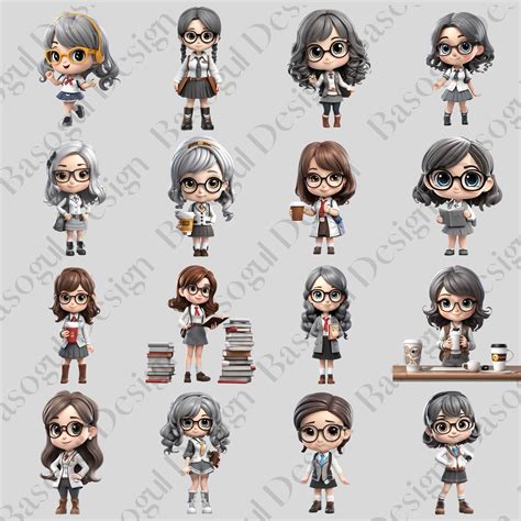 Nerd Chibi Girl Clipart Png Chibi GIRL Clipart Printable Clipart Black Girl Charming Clipart