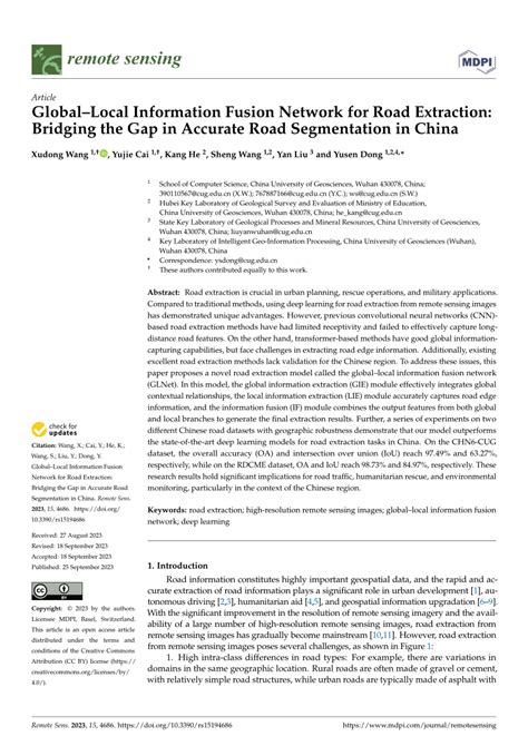 Pdf Global Local Information Fusion Network For Road Extraction Bridging The Gap In Accurate