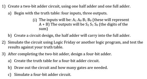 1 create a two bit adder circuit using one half