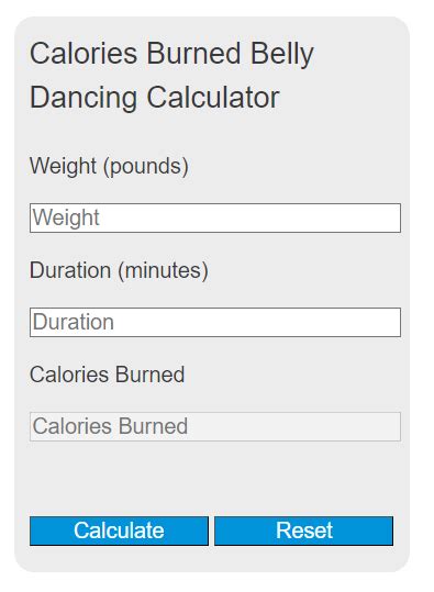 Calories Burned Belly Dancing Calculator Calculator Academy