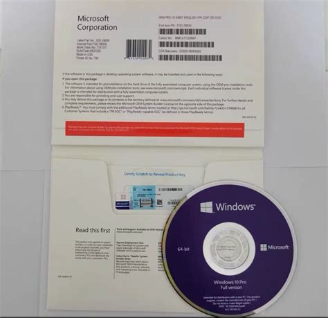 used wlndows win 10 pro 64 bit installation dvd genuine license