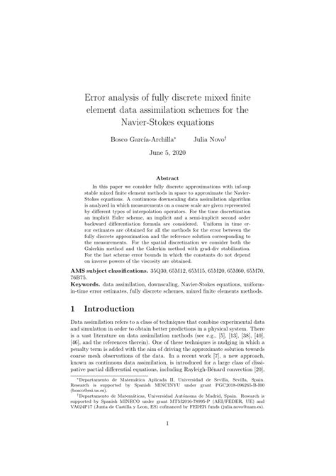 Pdf Error Analysis Of Fully Discrete Mixed Finite Element Data