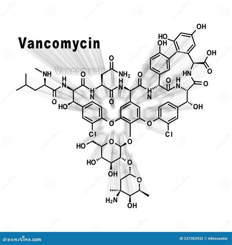 Vancomycin Molecule Antibiotic Chemical Structure Stock Illustration
