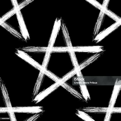 오각형 매끄러운 패턴 브러시 그리기 마법의 오컬트 스타 기호 0명에 대한 스톡 벡터 아트 및 기타 이미지 0명 Cult