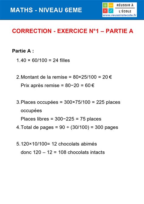 Exercice De Math 6ème Avec Correction Pdf Journal Actuel