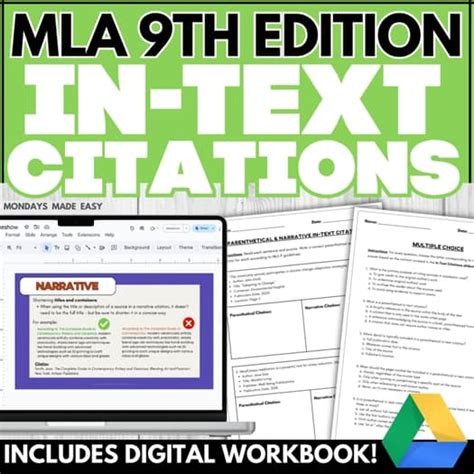 In Text Citations Mla Format Slideshow Lesson Examples Worksheets Mla 9