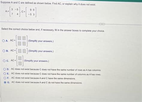 Solved Suppose A And C Are Defined As Shown Below Find AC Chegg Com
