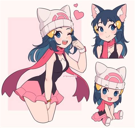 Dawn Cat Ears 💕 Pokémon Pokemon Waifu Cute Pokemon Pokemon Characters