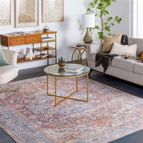 Markandday Washable Area Rugs 9x12 Oak Grove Traditional Burnt Orange