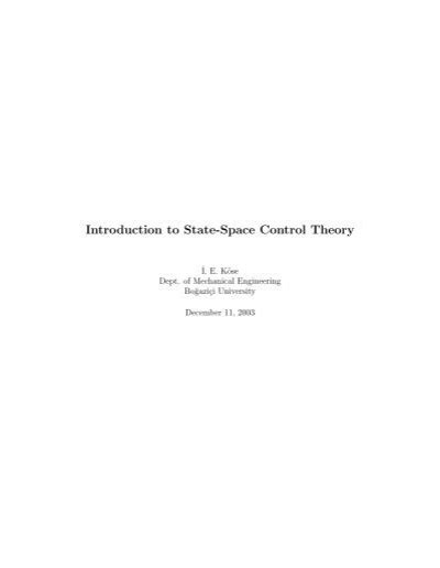 Introduction To State Space Control Theory