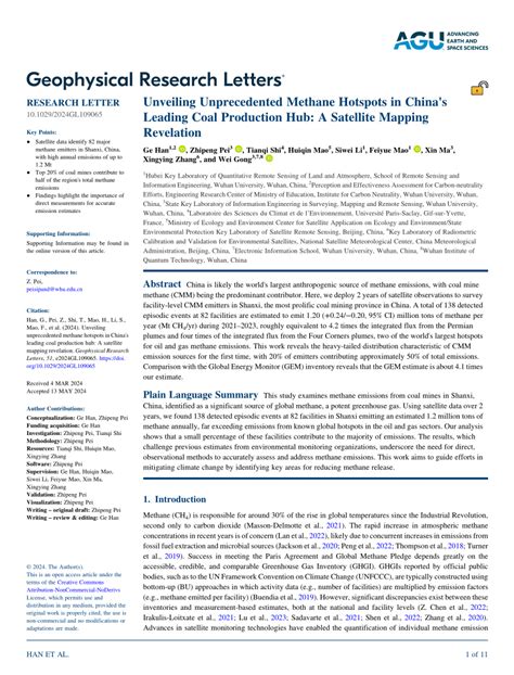 Pdf Unveiling Unprecedented Methane Hotspots In Chinas Leading Coal Production Hub A