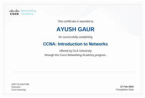 Ccna Networking Cybersecurity Cisco Networksecurity Certification… Ayush Gaur