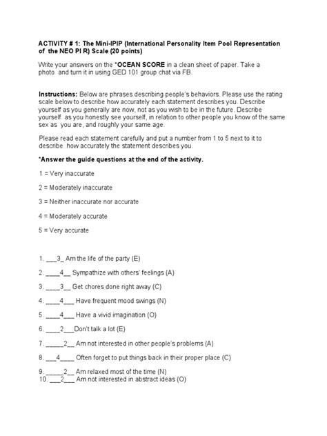 Activity Pdf Extraversion And Introversion Cognition