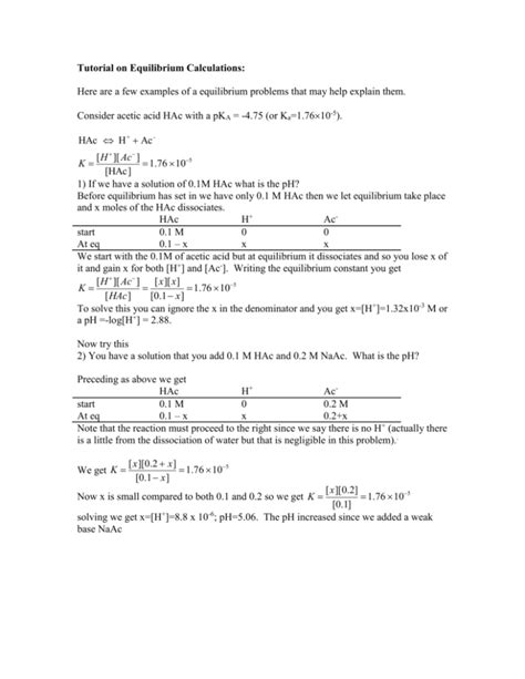 Tutorial On Equilibrium Calculations