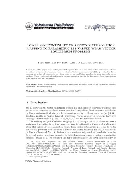 Pdf Lower Semicontinuity Of Approximate Solution Mapping To