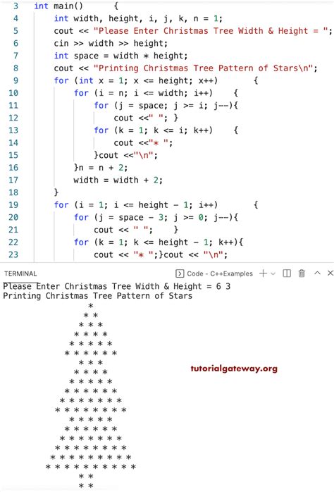C Program To Print Christmas Tree Star Pattern