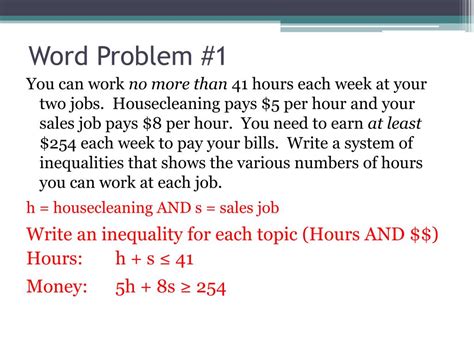 System Of Linear Inequalities Word Problems Worksheet Practice And Solutions
