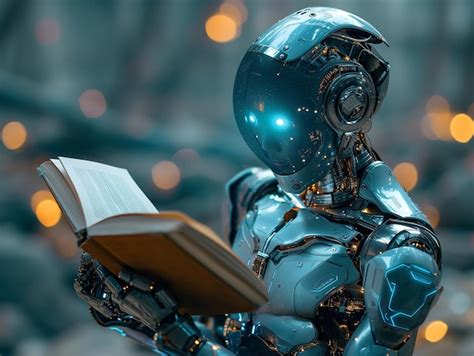 Premium Photo A Robot Reading Books A Machine Learning Concept With A Big Copy Space Generative Ai