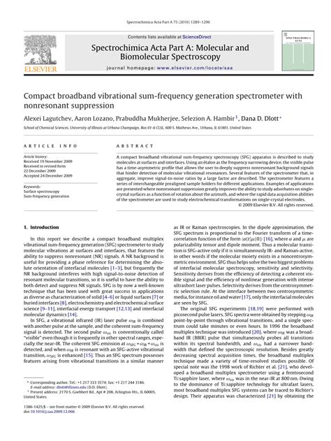 Pdf Compact Broadband Vibrational Sum Frequency Generation Spectrometer With Nonresonant