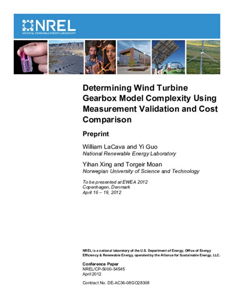 Pdf Determining Wind Turbine Gearbox Model Complexity Using Measurement Validation And Cost