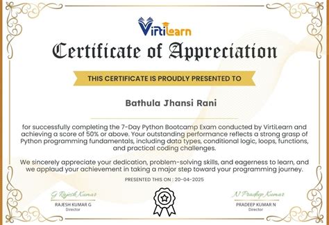 Python Bootcamp Learning Programming Virtilearn Certificate