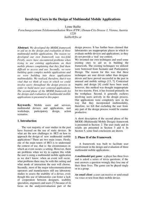 Pdf Involving Users In The Design Of Multimodal Mobile Applications