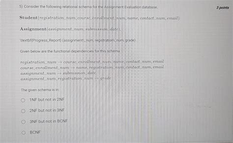 Solved 5 Consider The Following Relational Schema For The