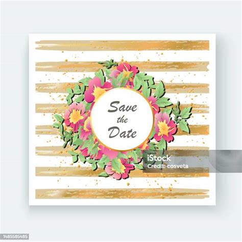 꽃 장미 화환 잎 금색 기하학적 트렌디한 배경 결혼식 장식 분홍색 꽃 잡지 포스터 초대 인사말 카드 그래픽 일러스트레이션 웨딩 표지 제품 벡터 0명에 대한 스톡 벡터 아트