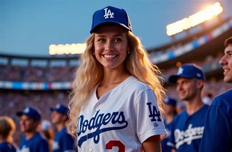 Beautiful Young Los Angeles Dodgers Ball Girl In Uni