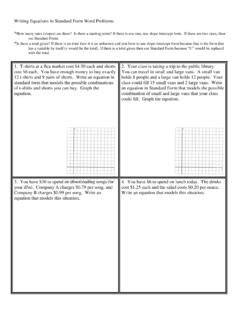 Writing Equations In Standard Form Word Problems Writing Equations In Standard Form Word
