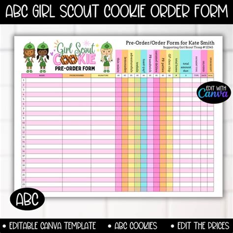 Pre Order Sheet Template Etsy