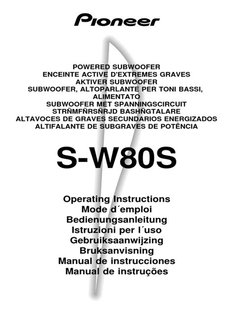 Pioneer S W80s K Manual De Usuario Pdf Electronics Electricity