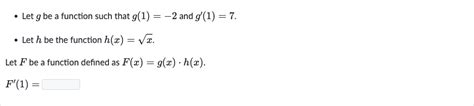 solved let g be a function such that g 1 2 and g 1 7 let