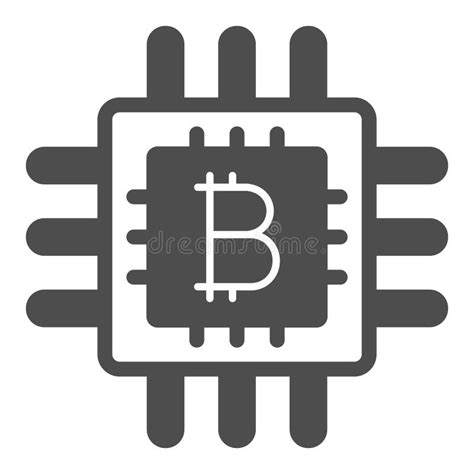 Bitcoin Processor Chip Solid Icon Mining Data Concept Vector Graphics
