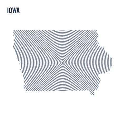 Vector Abstract Hatched Map Of State Of Iowa With Spiral Lines Isolated On A White Background