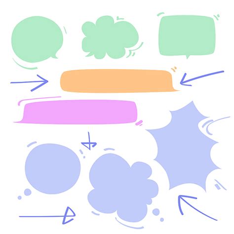 유토이미지 말풍선 채팅 손그림 만화 아이콘 세트