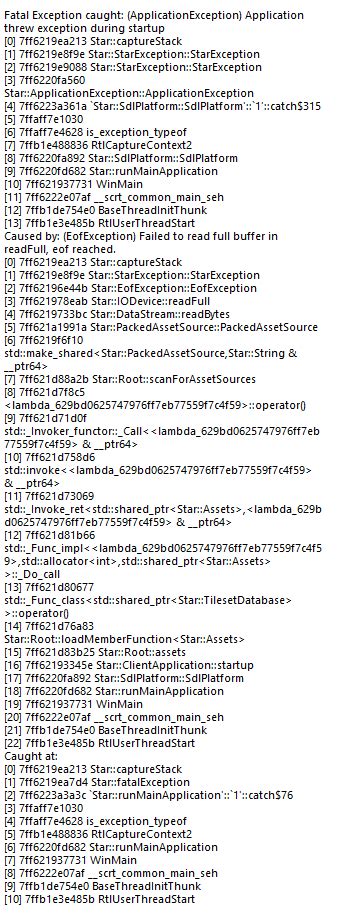 fatal error on starup r starbound