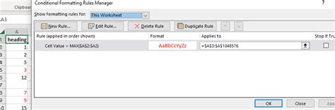 Can A Conditional Formatting Rule Marking A Value Less Than Any Previous Value In A Microsoft