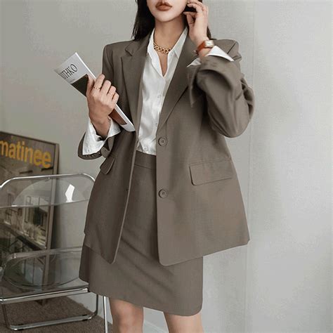 고퀄리티셋업가격 스텔라 오버핏 자켓 밴딩 미니스커트 투피스세트 3color 에이블리