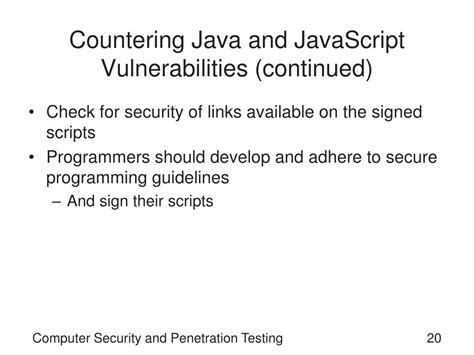 Ppt Computer Security And Penetration Testing Powerpoint Presentation