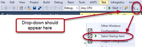 Select Startup Item Command Drop Down Not Showing On Standard