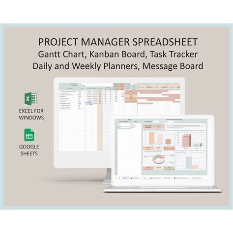Project Planner Gantt Chart Project Management Template Project Tracking Kanban Board