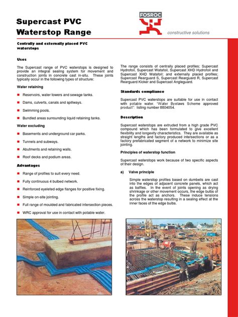 Fosroc Supercast Pvc Waterstop Pdf Concrete Polyvinyl Chloride