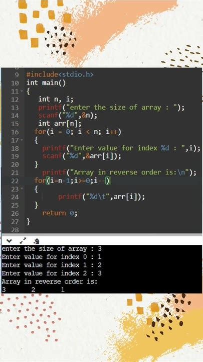 c program to print array in reverse order array in c programming