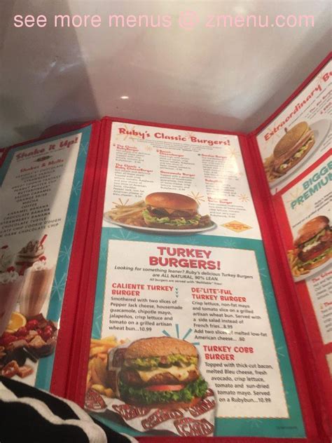 Menu At Ruby S Diner Fast Food Palm Springs S Palm Canyon Dr