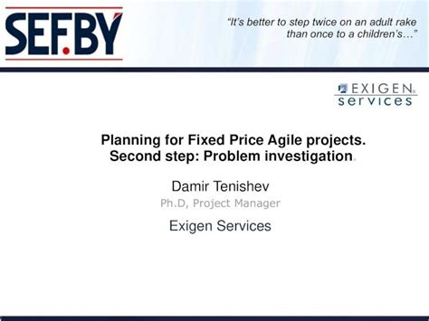PDF Planning For Fixed Price Agile Projects Second Step Problem