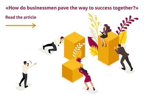 아이소메트릭 템플릿 배너 기사 기업인 성공 비즈니스 솔루션으로 가는 길 프리미엄 벡터