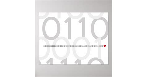 Binary Code I Love You Poster Geek Heart Zazzle
